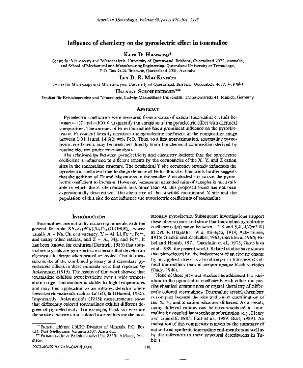 (PDF) Influence of chemistry on the pyroelectric effect in tourmaline