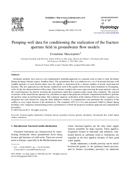 (PDF) Pumping-well data for conditioning the realization of the fracture aperture field in ...