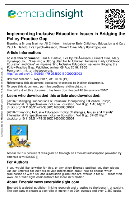 (PDF) Implementing Inclusive Education: Issues in Bridging the Policy ...
