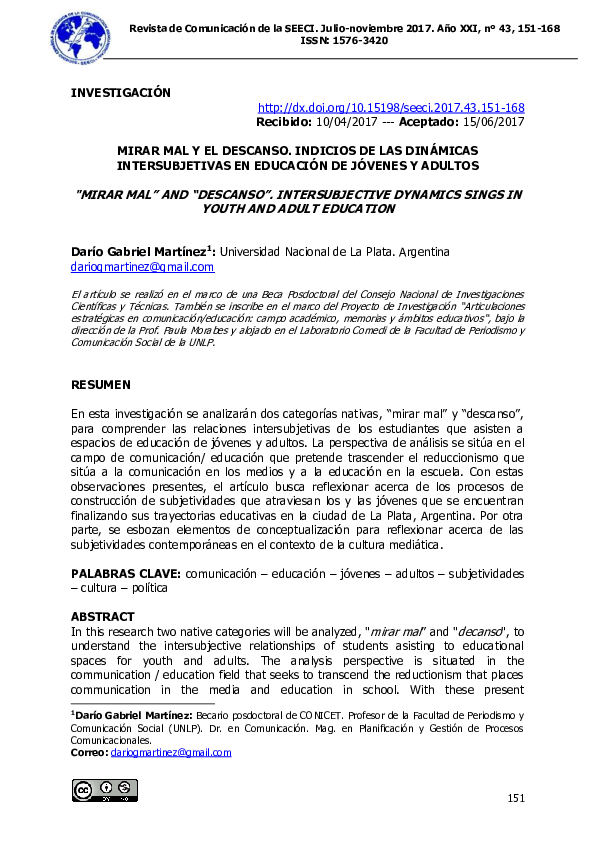 (PDF) “Mirar mal” y el descanso. Indicios de las dinámicas ...
