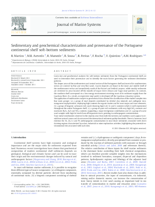 (PDF) Sedimentary and geochemical characterization and provenance of ...