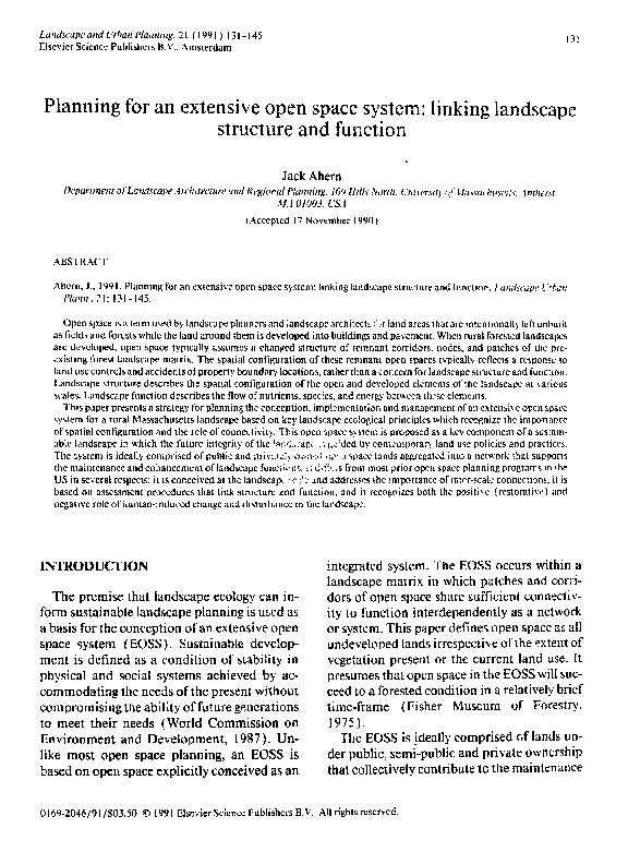 (PDF) Planning for an extensive open space system: linking landscape ...