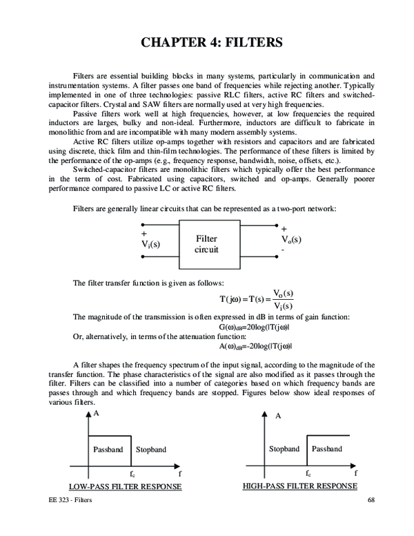 (PDF) EE323-Filters CHAPTER4:FILTERS