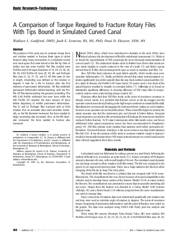 (PDF) A comparison of torque required to fracture rotary files with ...