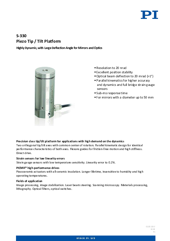 (PDF) S-330 Piezo Tip / Tilt Platform Highly Dynamic, with Large ...