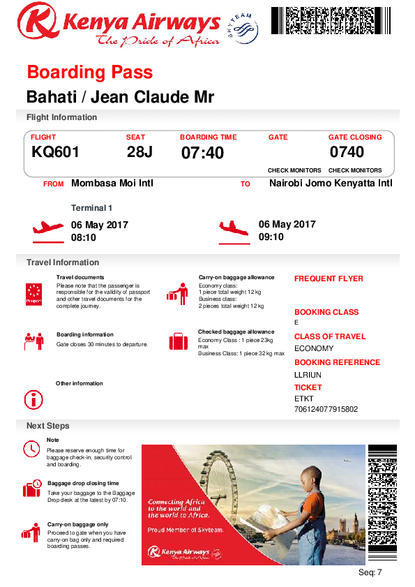 (PDF) CLASS OF TRAVEL BOOKING REFERENCE TICKET BOOKING CLASS FREQUENT ...