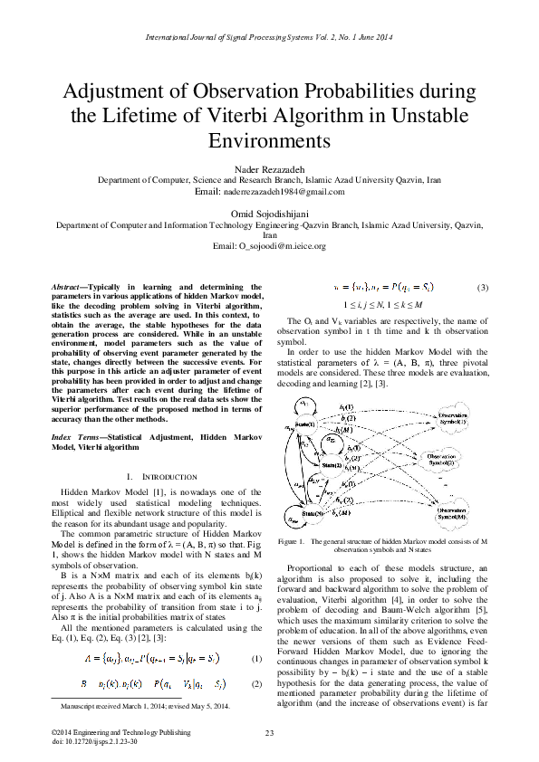 (PDF) Adjustment of Observation Probabilities during the Lifetime of ...