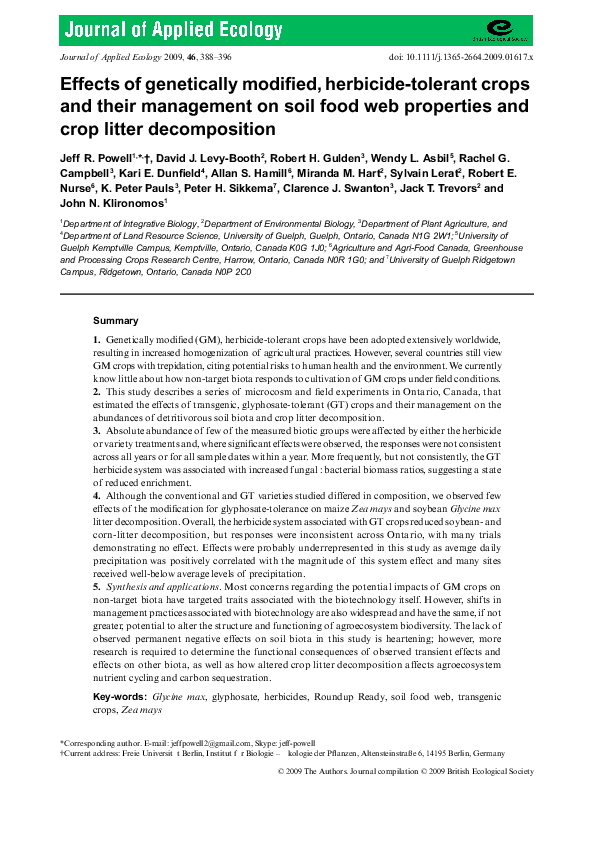 (PDF) Effects of genetically modified herbicide-tolerant cropping ...