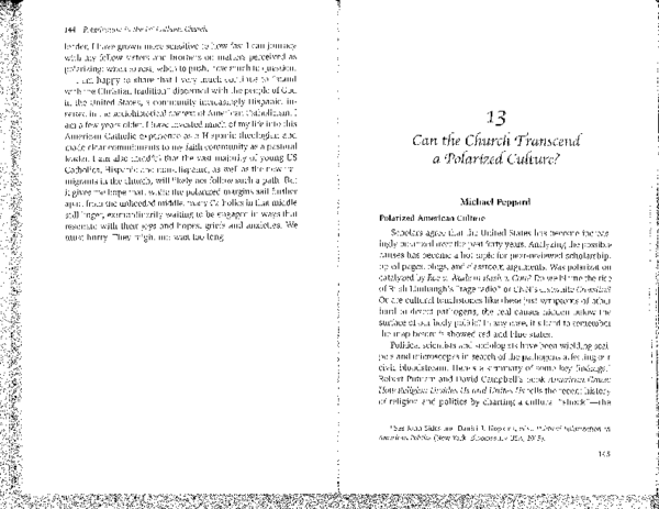 (PDF) Can the Church Transcend a Polarized Culture? | Michael Peppard ...