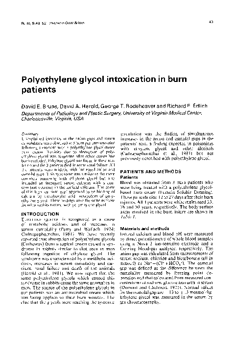 (PDF) Polyethylene glycol intoxication in burn patients