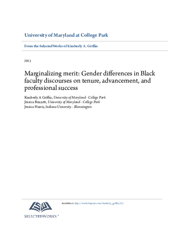 (PDF) Marginalizing Merit?: Gender Differences in Black Faculty D ...