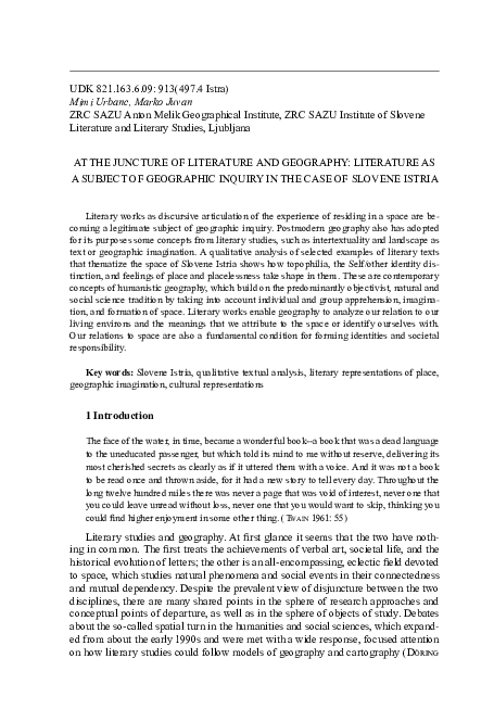 (PDF) At the Juncture of Literature and Geography: Literature as a ...