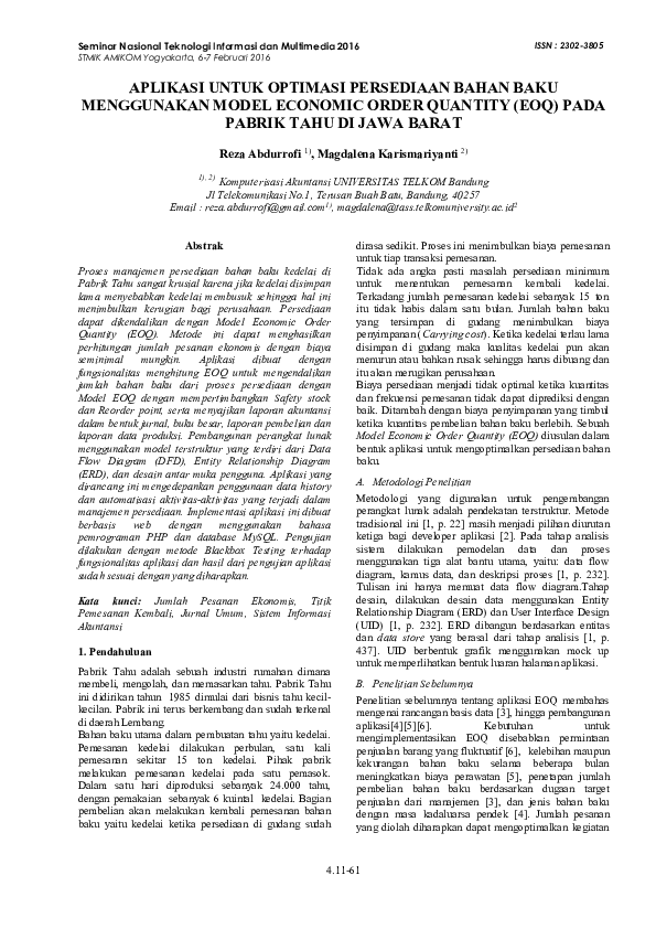 (PDF) Seminar Nasional Teknologi Informasi dan Multimedia 2016 APLIKASI UNTUK OPTIMASI ...