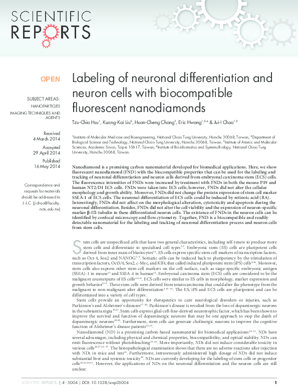 (PDF) Labeling of neuronal differentiation and neuron cells with ...
