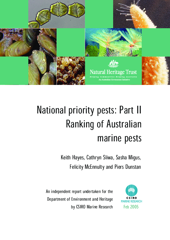 (PDF) National priority pests: Part II Ranking of Australian marine pests