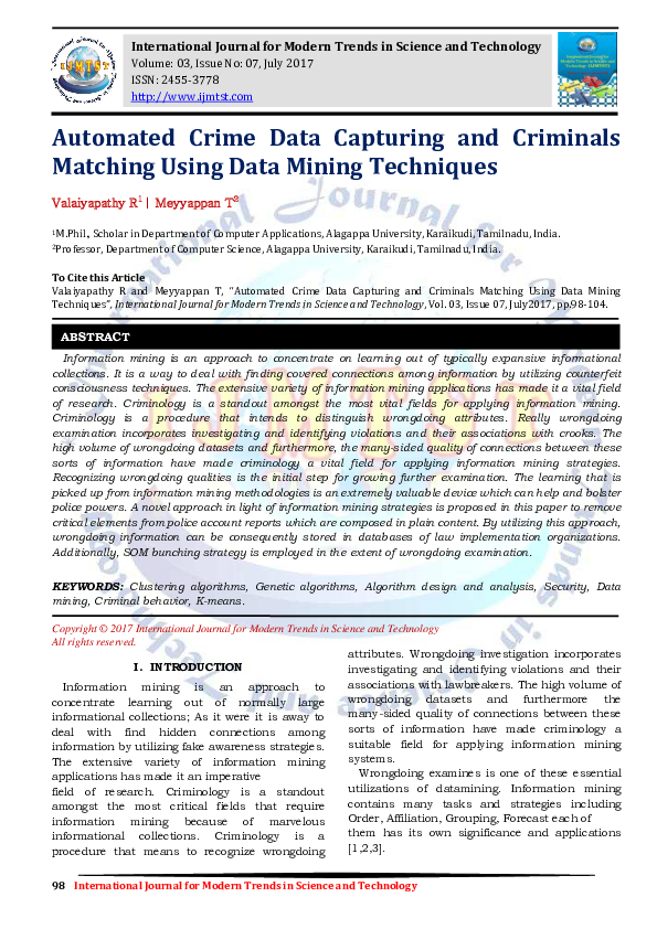 Pdf Automated Crime Data Capturing And Criminals Matching Using Data