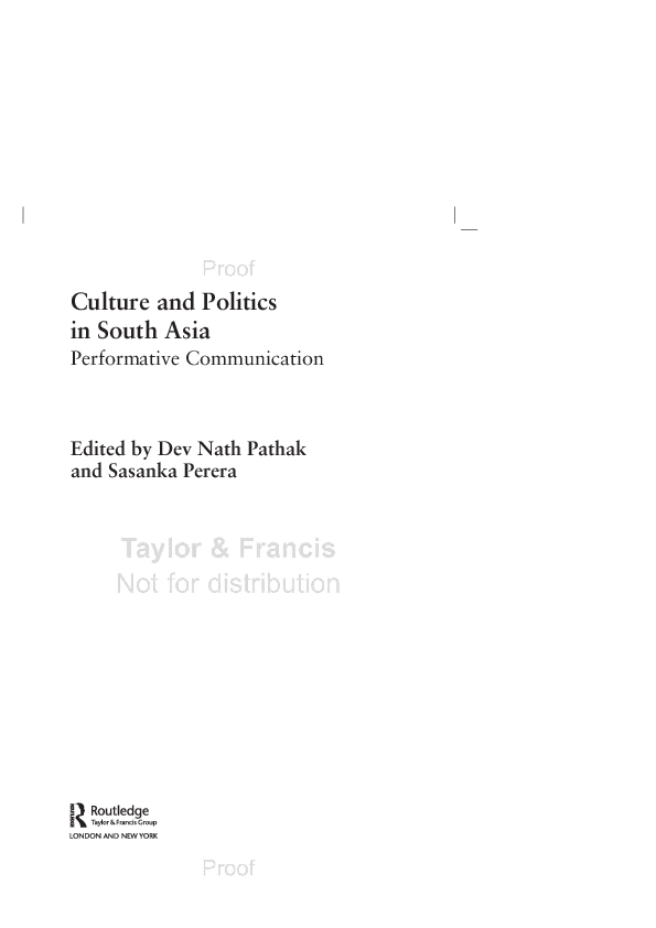 (PDF) Culture and Politics in South Asia: Performative Communication