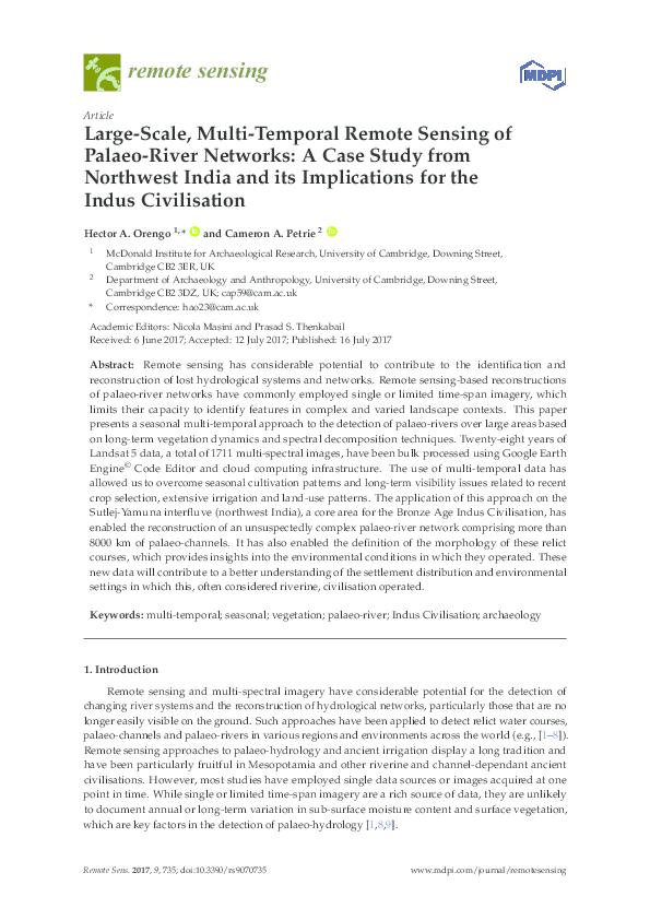 (PDF) Large-Scale, Multi-Temporal Remote Sensing of Palaeo-River Networks: A Case Study from ...