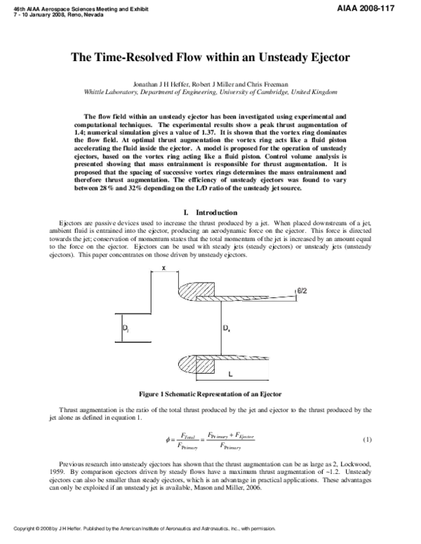 Pdf The Time Resolved Flow Within An Unsteady Ejector American