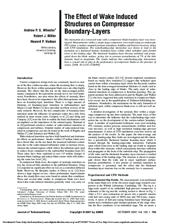 (PDF) The effect of wake induced coherent structures on compressor boundary layers
