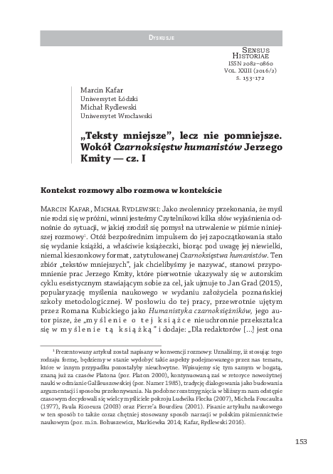 (PDF) "Teksty mniejsze", lecz nie pomniejsze. Wokół "Czarnoksięstw ...