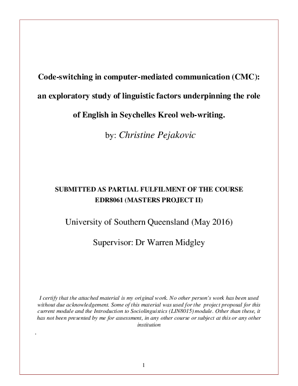 Pdf Code Switching In Computer Mediated Communication Cmc An 4352