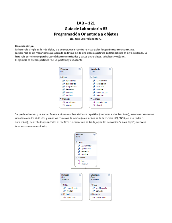 (PDF) LAB – 121 Guía de Laboratorio #3 Programación Orientada a objetos