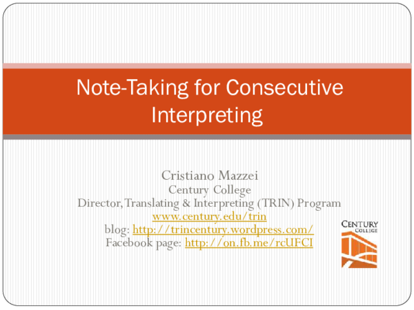(PDF) Note Taking for Consecutive Interpreting Cristiano mazzei