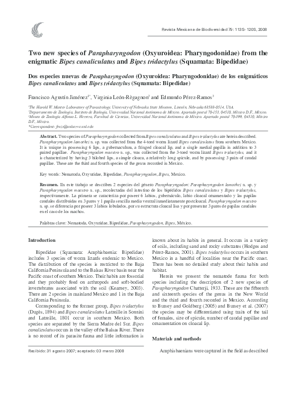 (PDF) Two new species of Parapharyngodon (Oxyuroidea: Pharyngodonidae ...