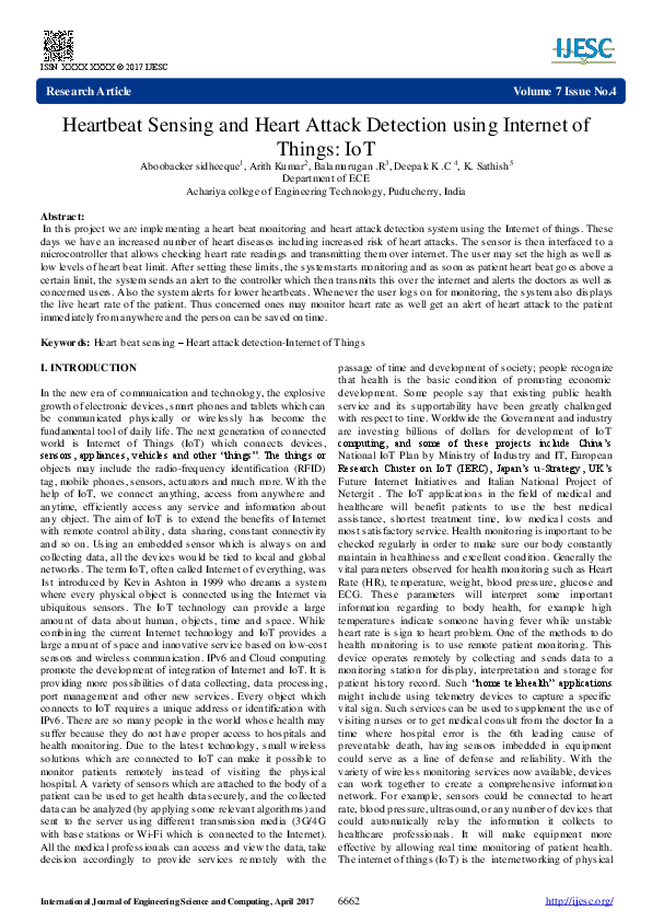 (PDF) Heartbeat Sensing and Heart Attack Detection using Internet of ...