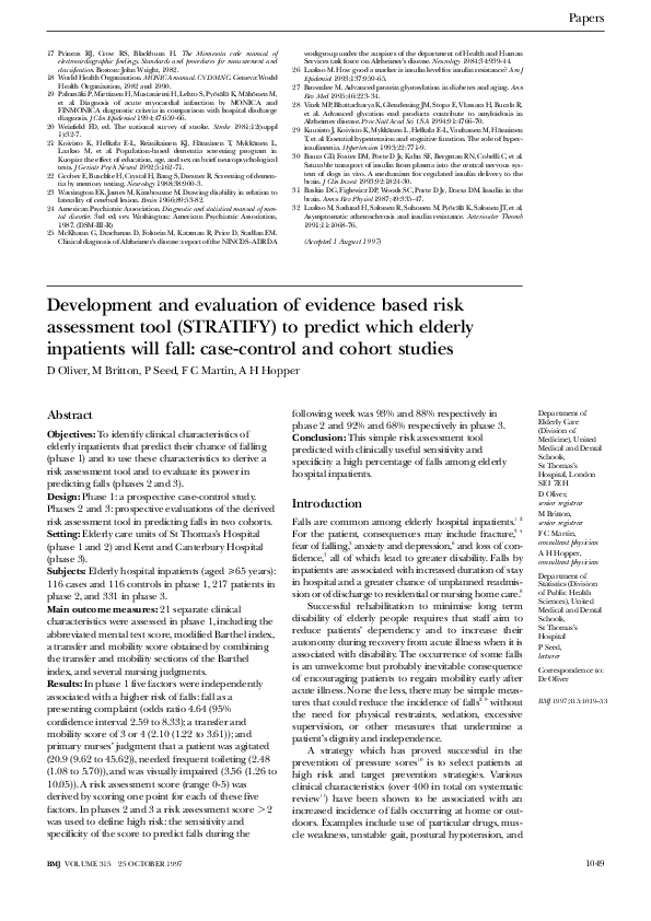 (PDF) Development and evaluation of evidence based risk assessment tool ...