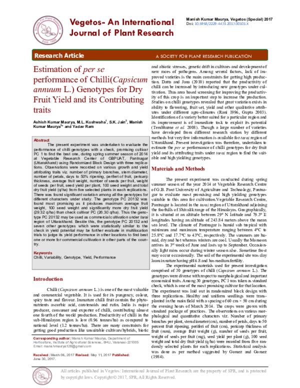 (PDF) New pepper (Capsicum annuum L.) genotypes created at ICDLF Vidra ...