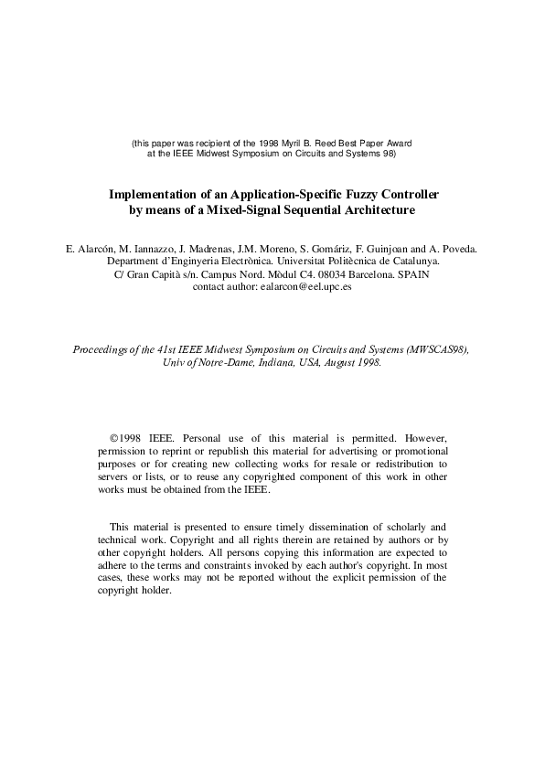 (PDF) Mixed-signal VLSI design of adaptive fuzzy systems | Iluminada Baturone - Academia.edu