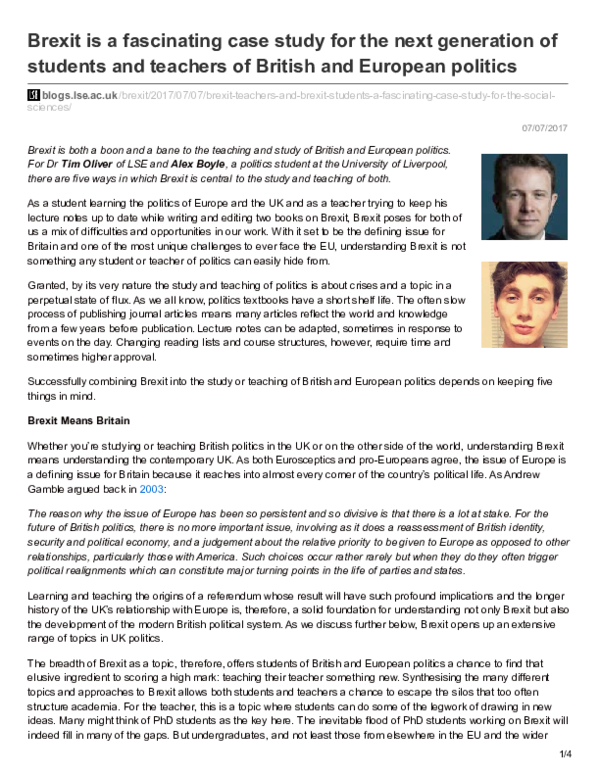 (PDF) Brexit is a fascinating case study for the next generation of ...