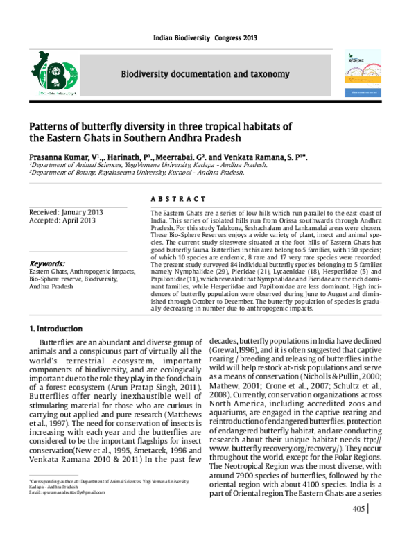 (PDF) Biodiversity documentation and taxonomy Patterns of butterfly ...