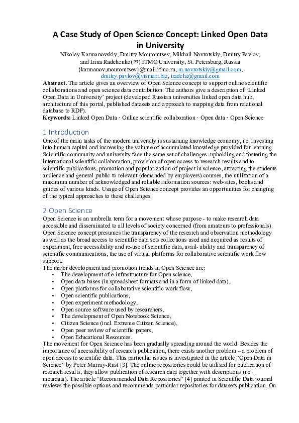 (PDF) A Case Study of Open Science Concept: Linked Open Data in University