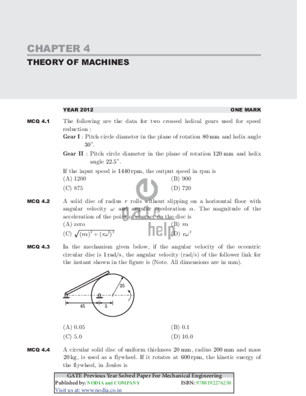 (PDF) CHAPTER 4 THEORY OF MACHINES GATE Previous Year Solved Paper For ...