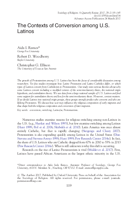 (PDF) The Contexts of Conversion among US Latinos.docx