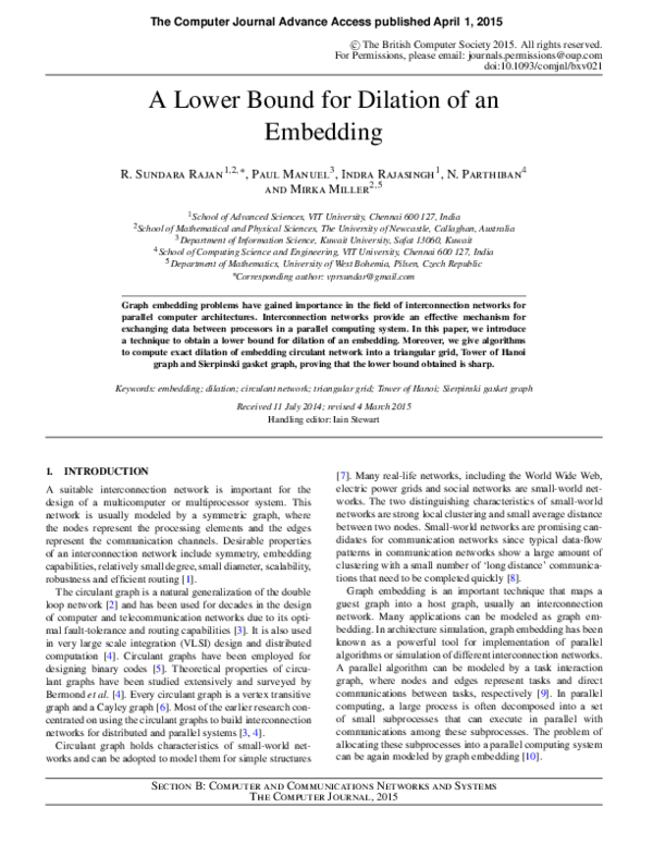 (PDF) A Lower Bound for Dilation of an Embedding