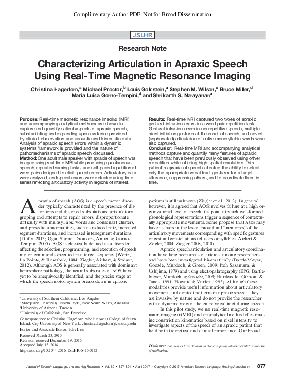 (PDF) Characterizing Covert Articulation in Apraxic Speech Using real ...