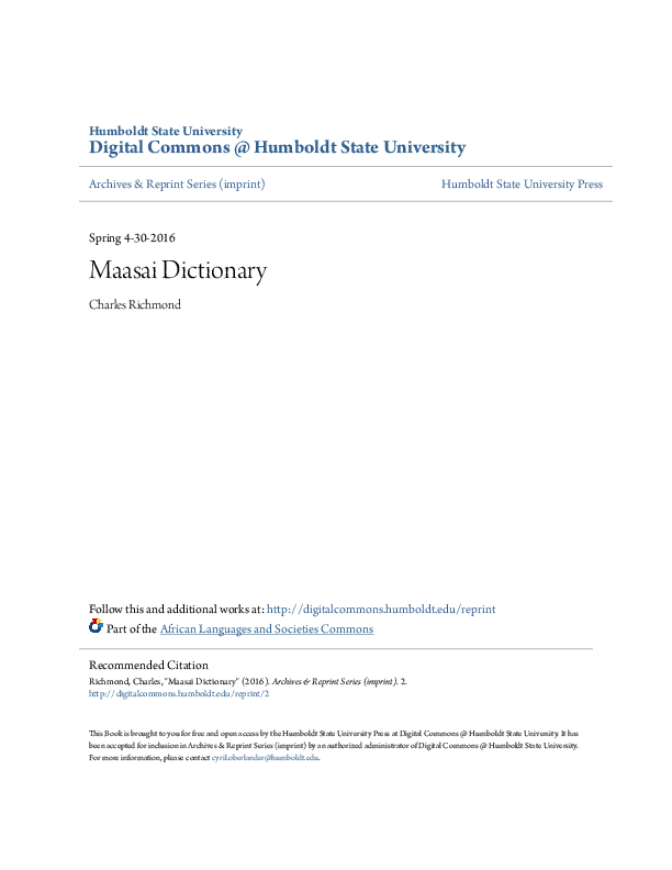 (PDF) Maasai-English Dictionary
