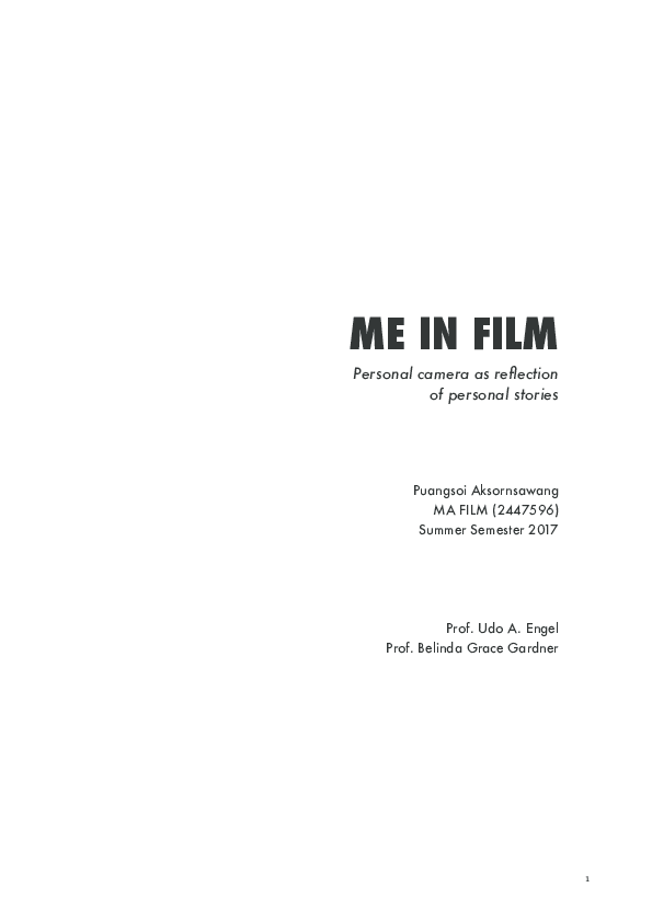 (PDF) ME IN FILM : Personal camera as reflection of personal stories