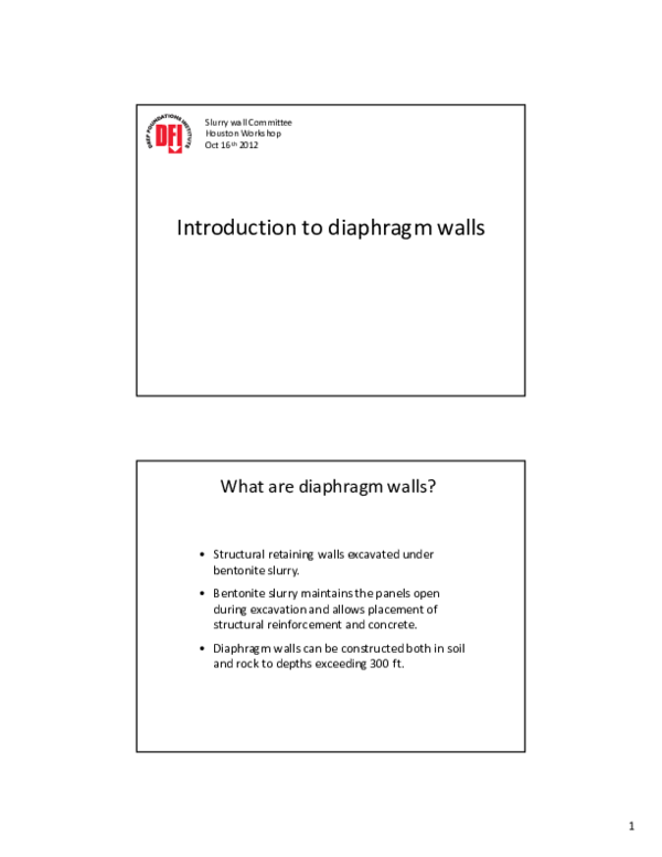 (PDF) Introduction to diaphragm walls