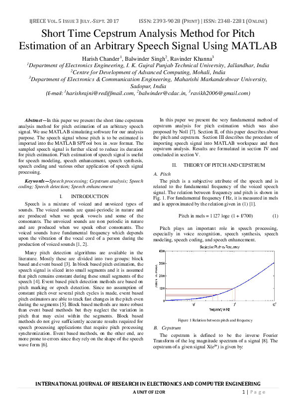 cepstrum pitch determination
