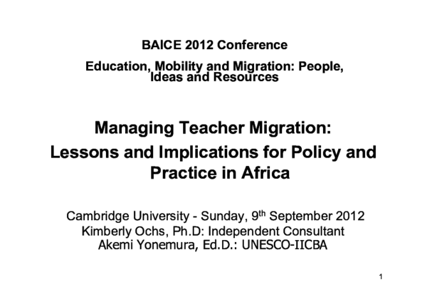 (PDF) Managing Teacher Migration: Lessons and Implications for Policy ...