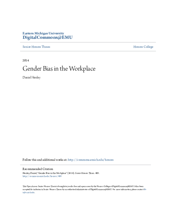 (PDF) Gender Bias in the Workplace