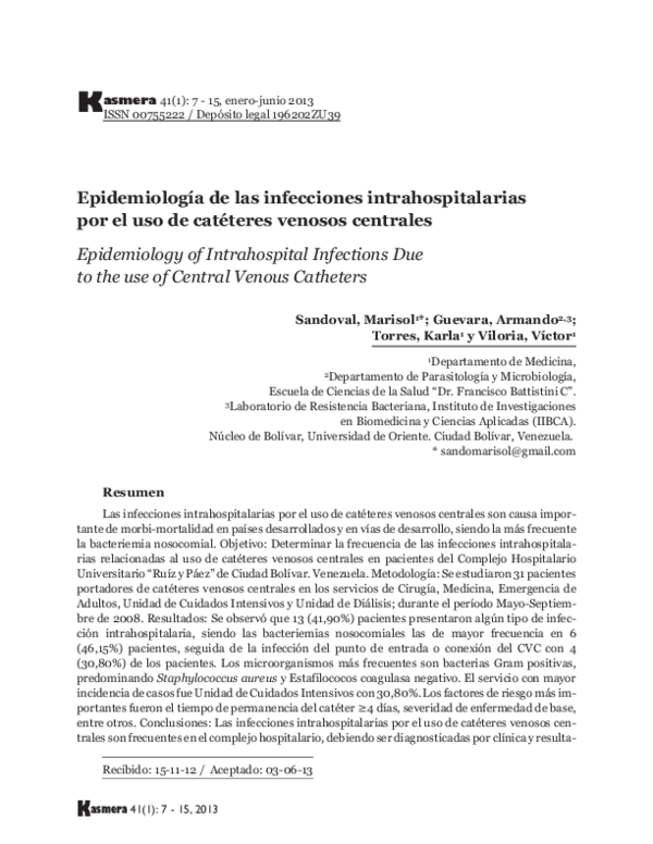 (PDF) Epidemiología de las infecciones intrahospitalarias por el uso de ...