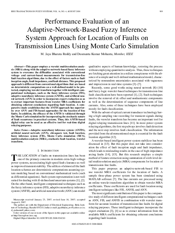 Pdf Performance Evaluation Of An Adaptive Network Based Fuzzy