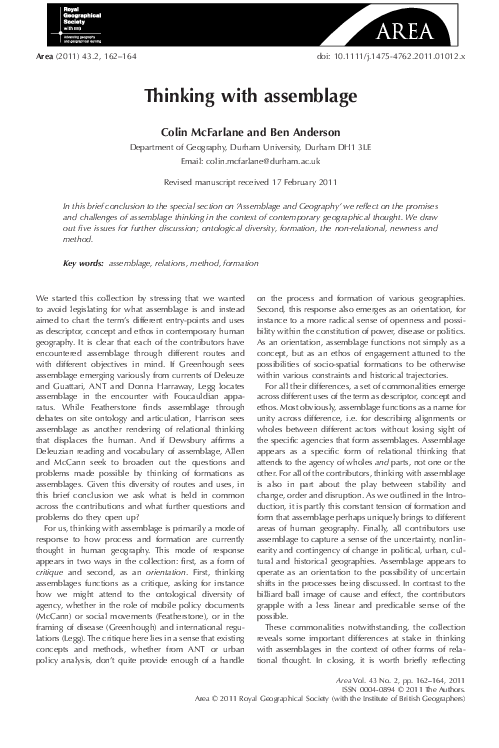 (PDF) Thinking with assemblage