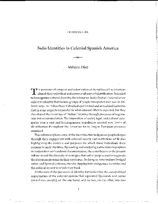 (PDF) Indio Identities in Colonial Spanish America